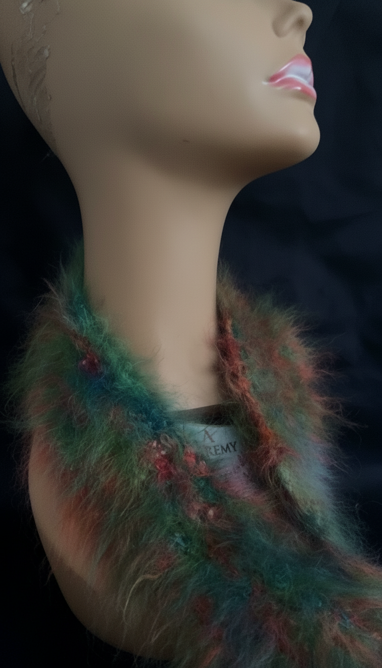 Hand-Knit 100% Angora Cowl Fall Colors | Handspun Hand-Dyed | Angoraonline